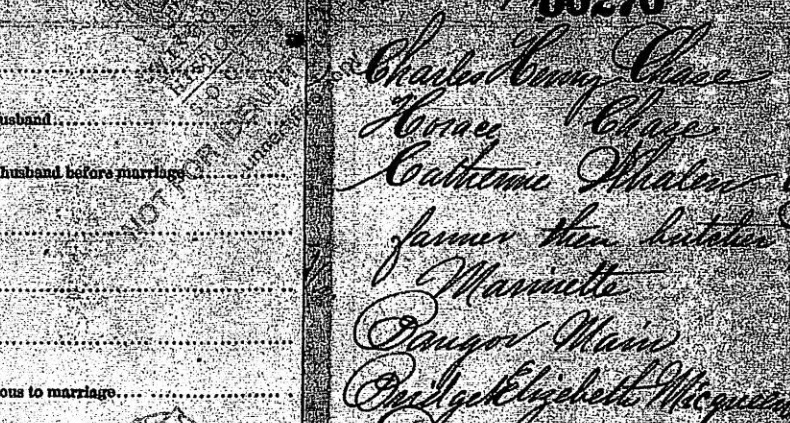 Details from Charles Chase – Elizabeth Mulqueen Marriage License | The ...